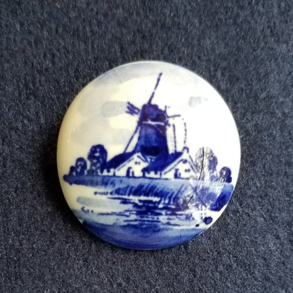 Jewelry | Vintage Blue Delft Porcelain Brooch | Poshmark